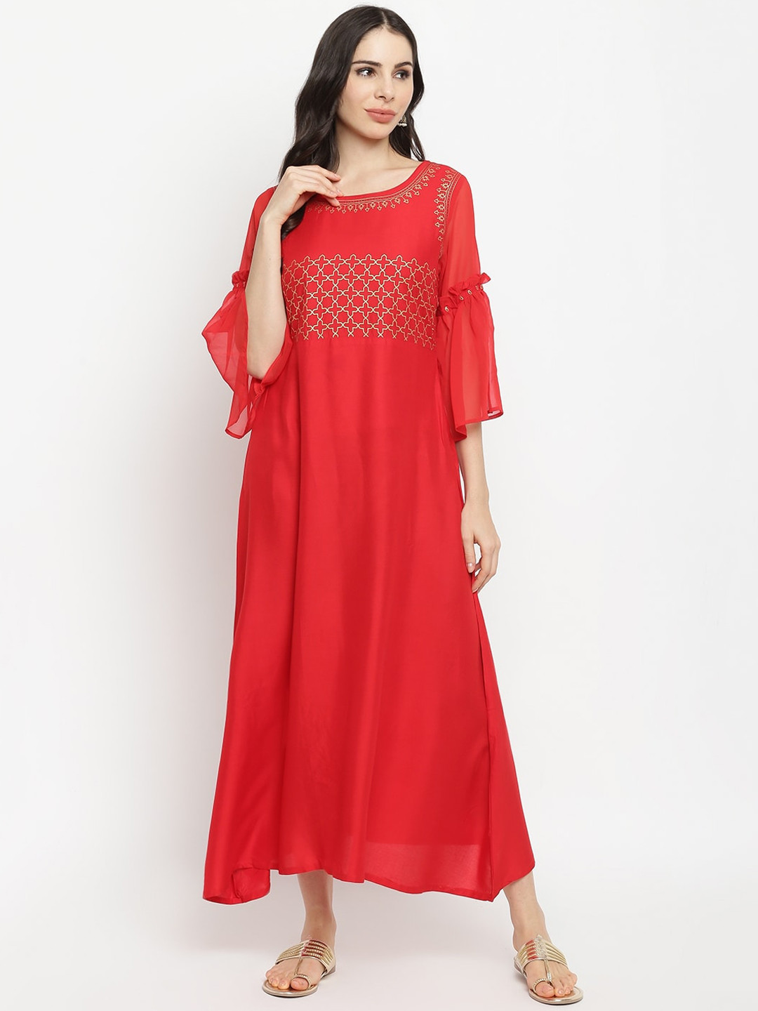 Buy IMARA Red Liva Maxi Dress - Ethnic Dresses for Women 15271638 | Myntra