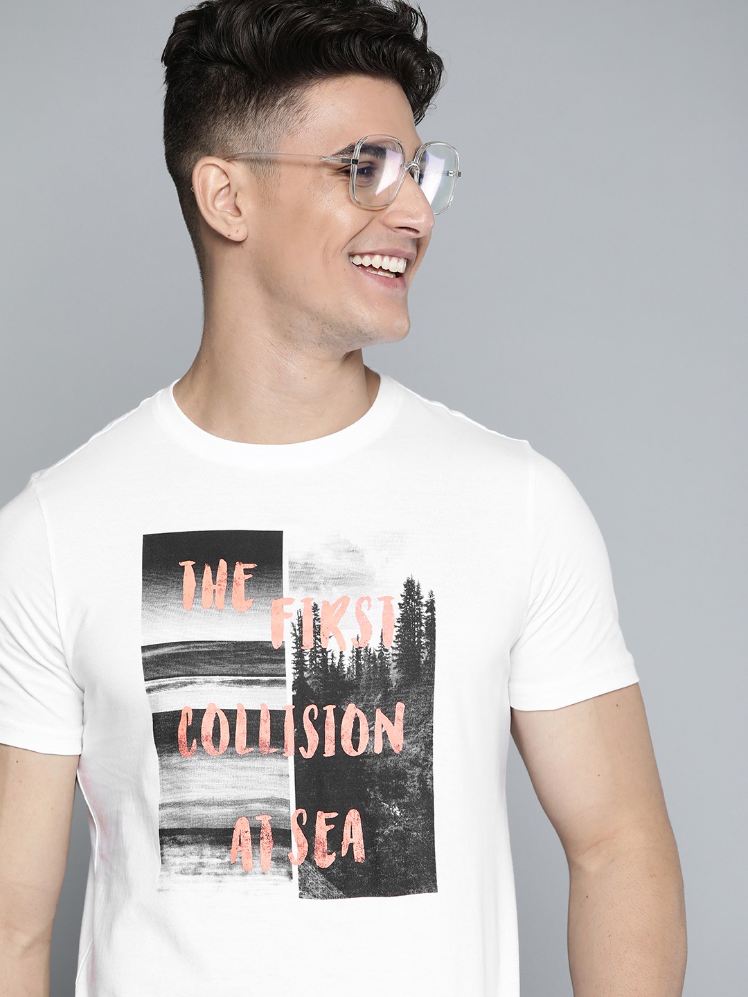 Buy Mast Harbour Men White Pure Cotton Printed Pure Cotton T Shirt