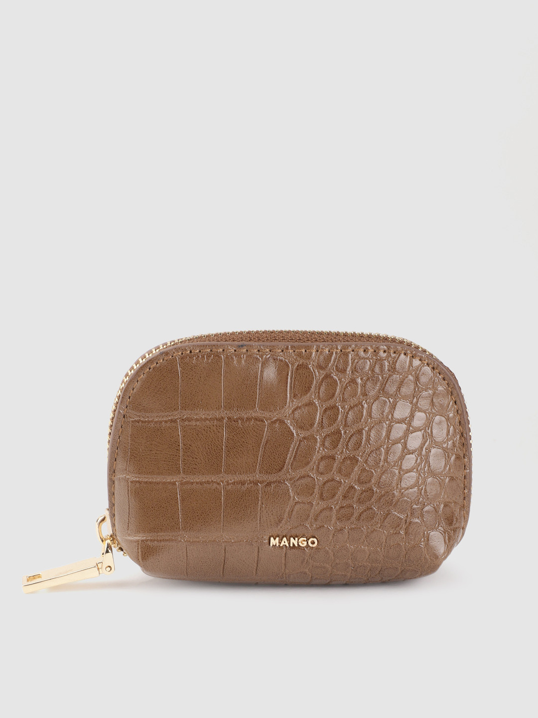 Buy MANGO Women Brown Croc Textured Coin Purse - Clutches for Women ...