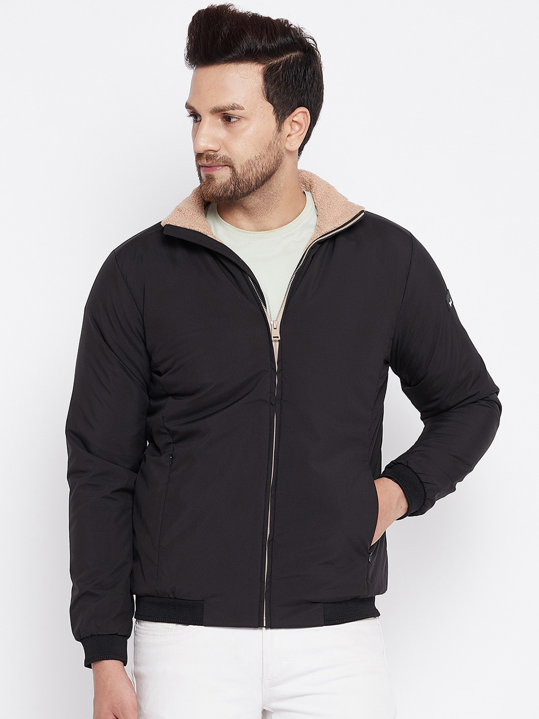 Buy Spirit Men Black Windcheater Bomber Jacket - Jackets for Men ...