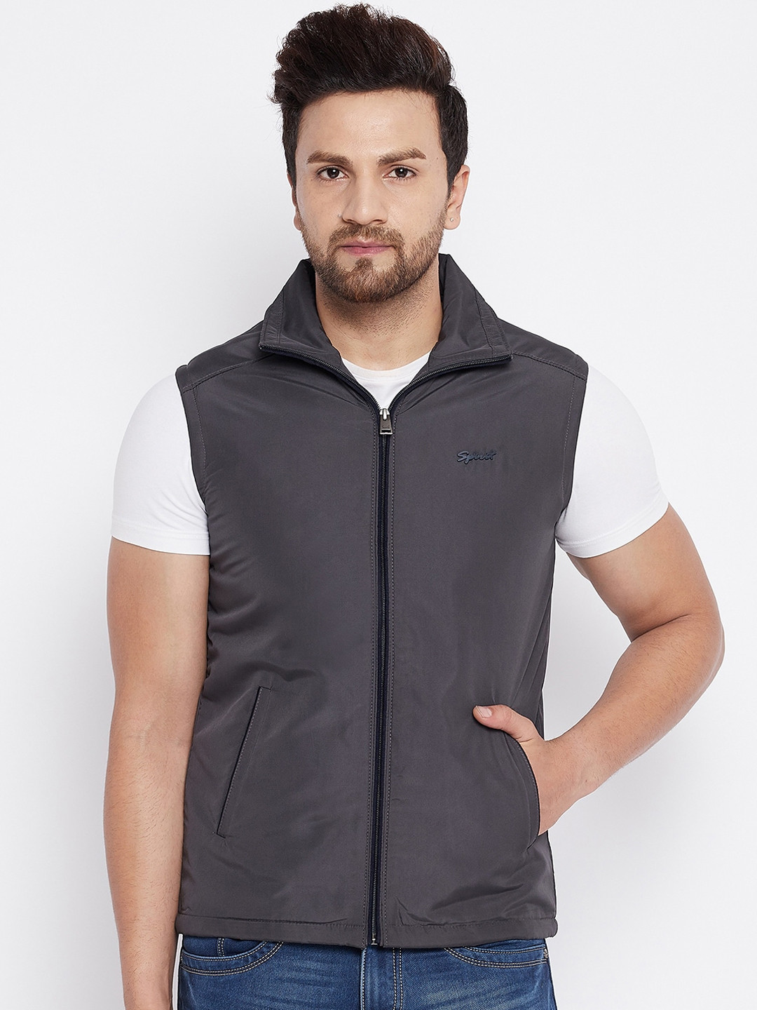 Buy Spirit Men Grey Windcheater Tailored Jacket - Jackets for Men ...