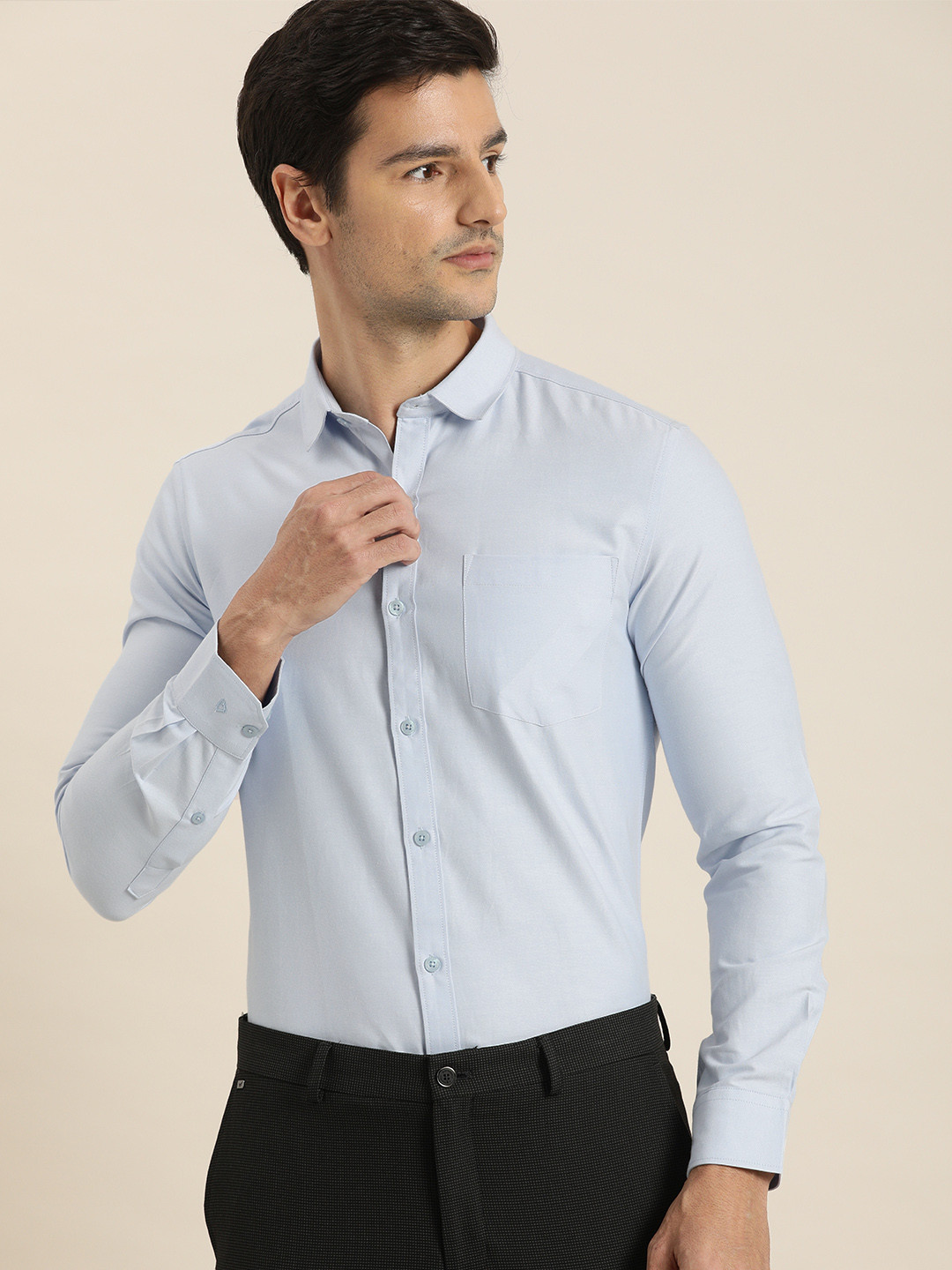 Buy INVICTUS Men Light Blue Slim Fit Solid Formal Shirt - Shirts for ...