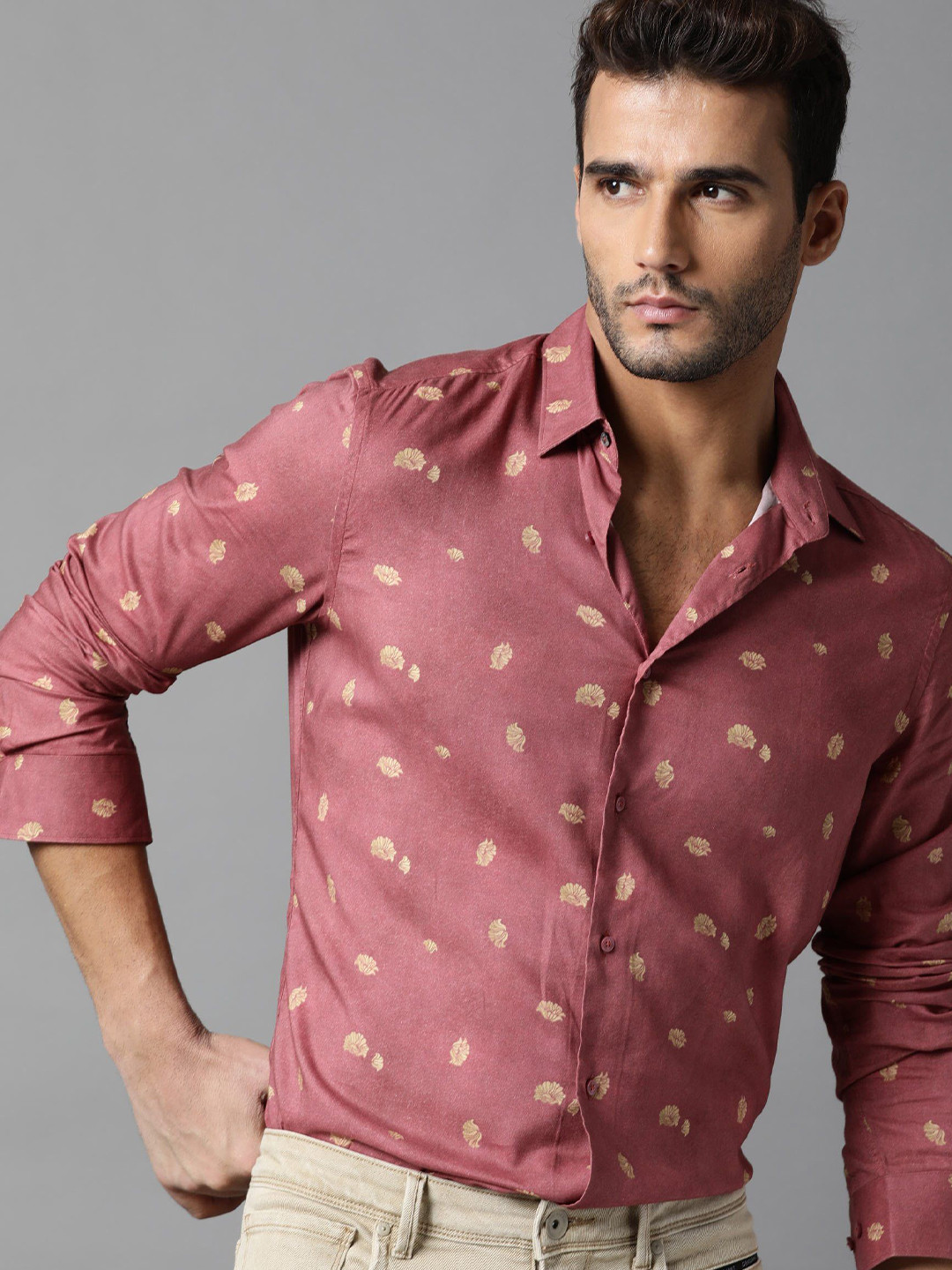 Buy RARE RABBIT Men Red Slim Fit Opaque Printed Casual Shirt - Shirts ...