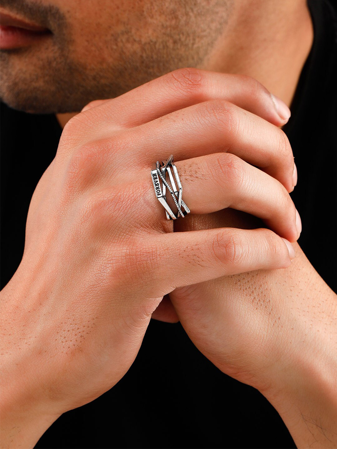 Buy Roadster Men Silver Plated Handcrafted Three Layer Adjustable ...