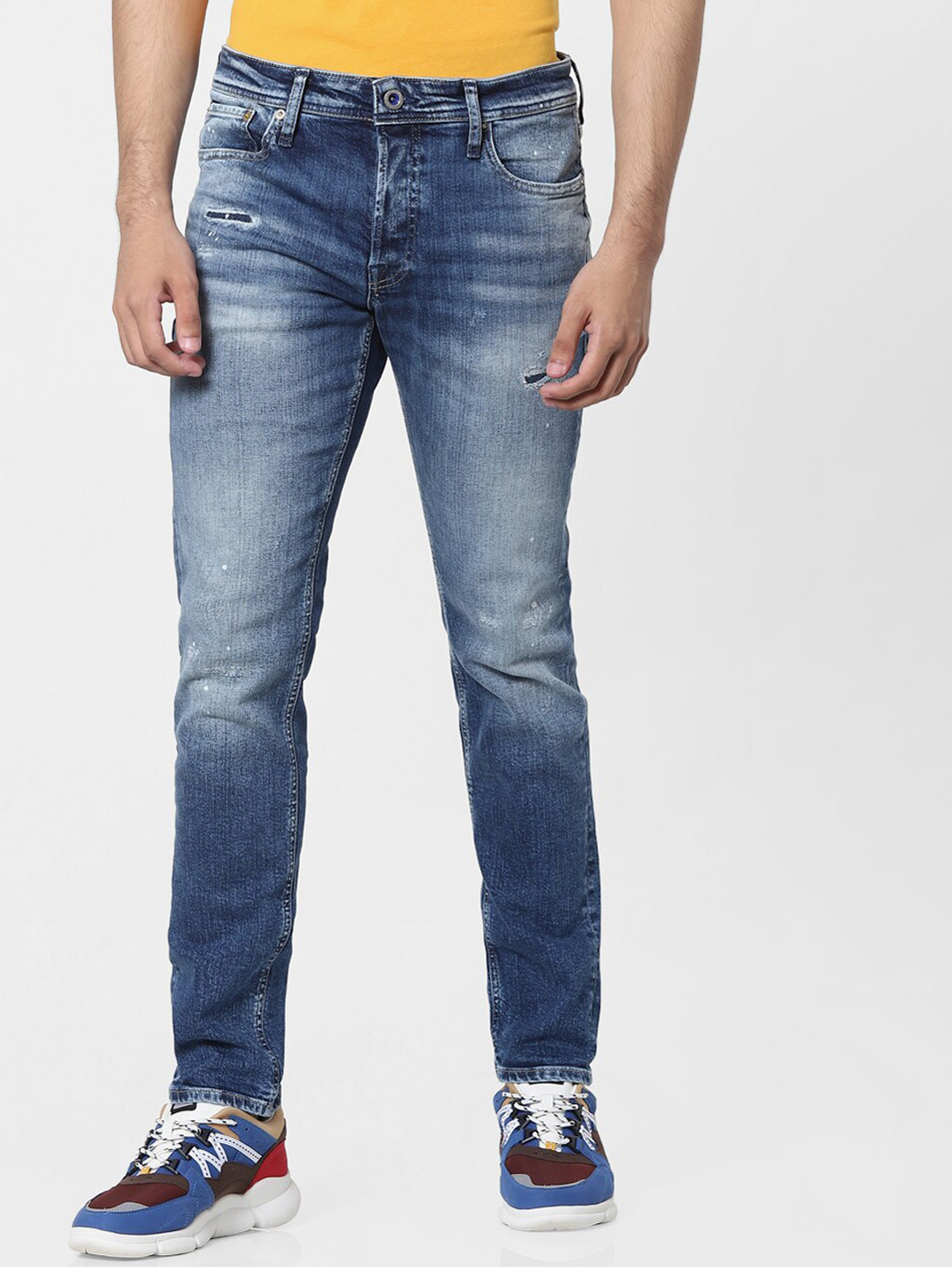 Buy Jack & Jones Men Blue Slim Fit Mildly Distressed Heavy Fade Jeans ...