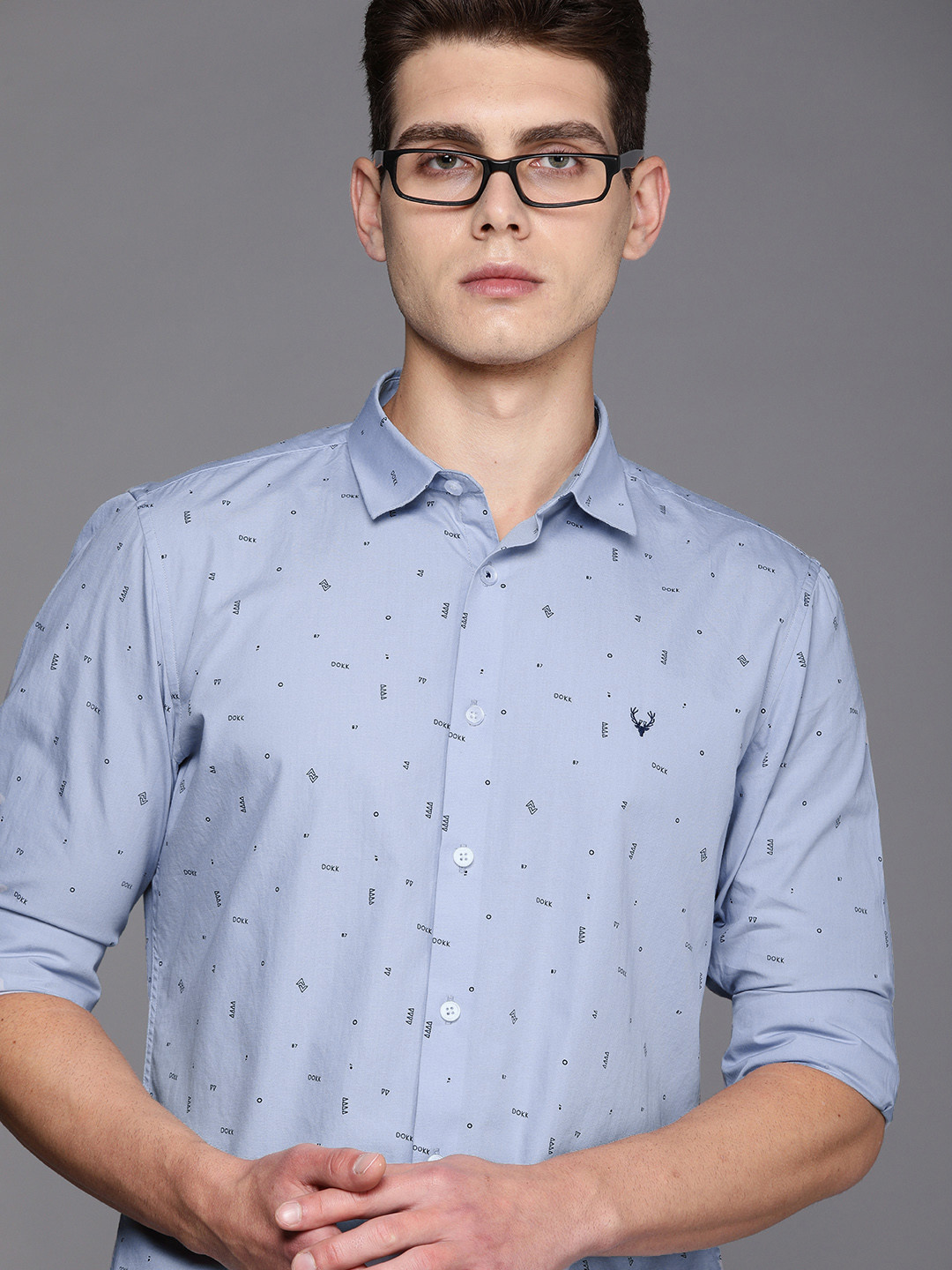 Buy Allen Solly Sport Men Blue & Black Ultra Slim Fit Opaque Printed ...