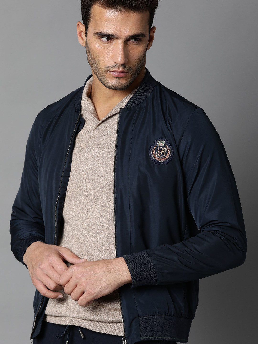 Buy RARE RABBIT Men Navy Blue Lightweight Bomber Jacket - Jackets for ...
