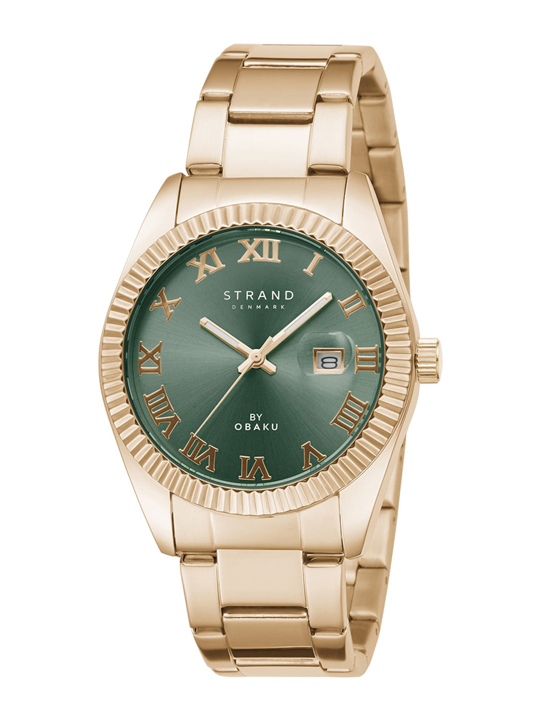 Buy STRAND BY OBAKU Men Green & Rose Gold Toned Stainless Steel ...