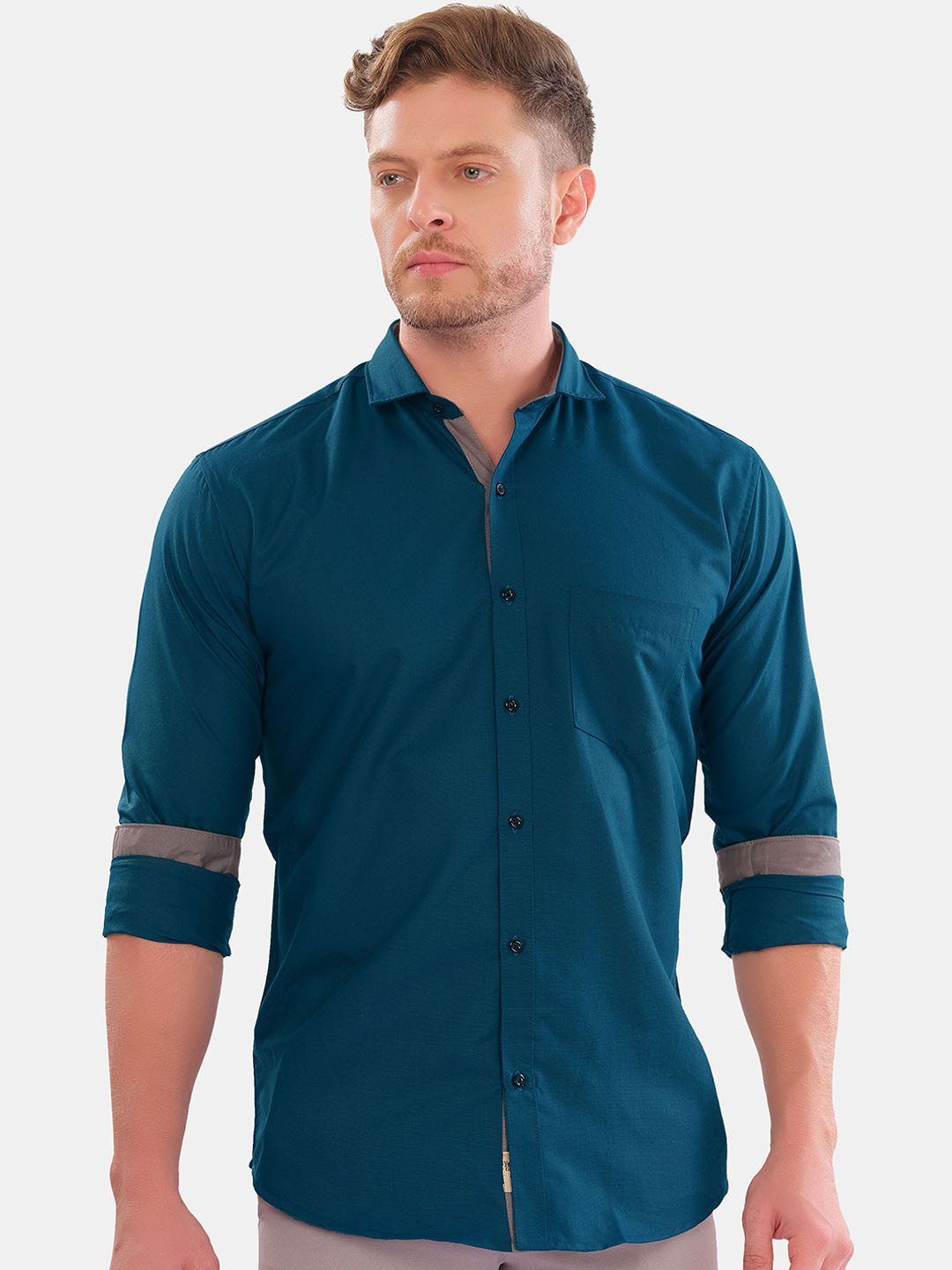 Buy VeBNoR Men Teal Solid Casual Shirt - Shirts for Men 15307528 | Myntra