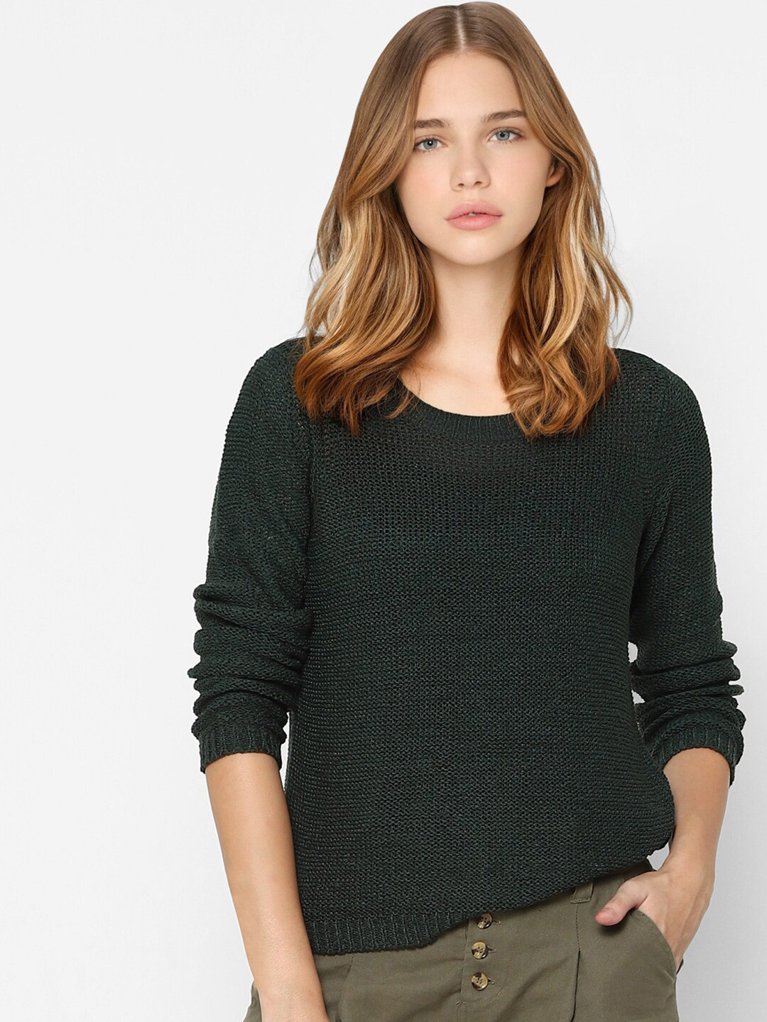 Buy ONLY Women Green Pullover - Sweaters for Women 15310816 | Myntra