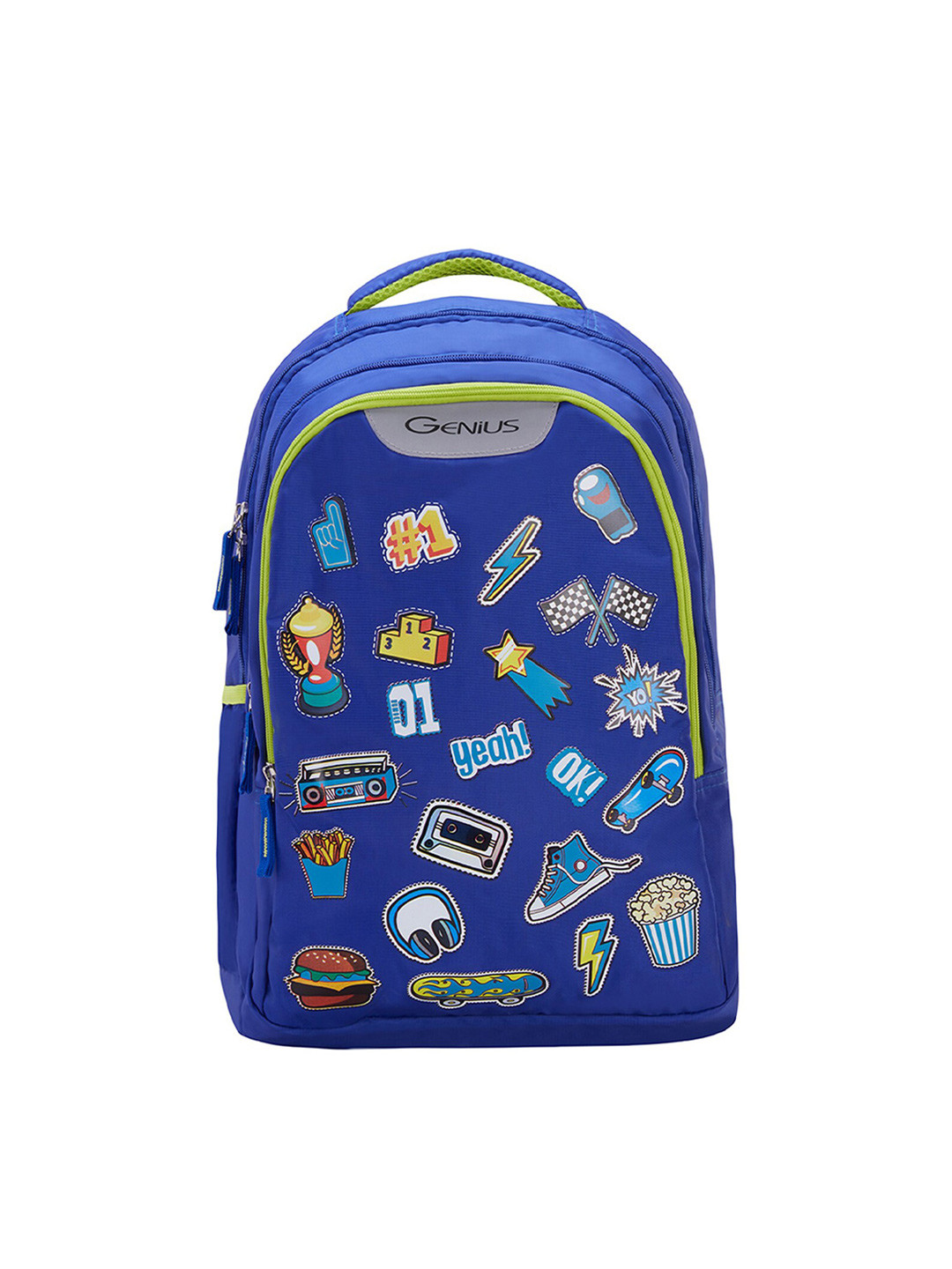 Buy Genius Unisex Kids Blue Safari Stamp Printed Backpack - Backpacks ...