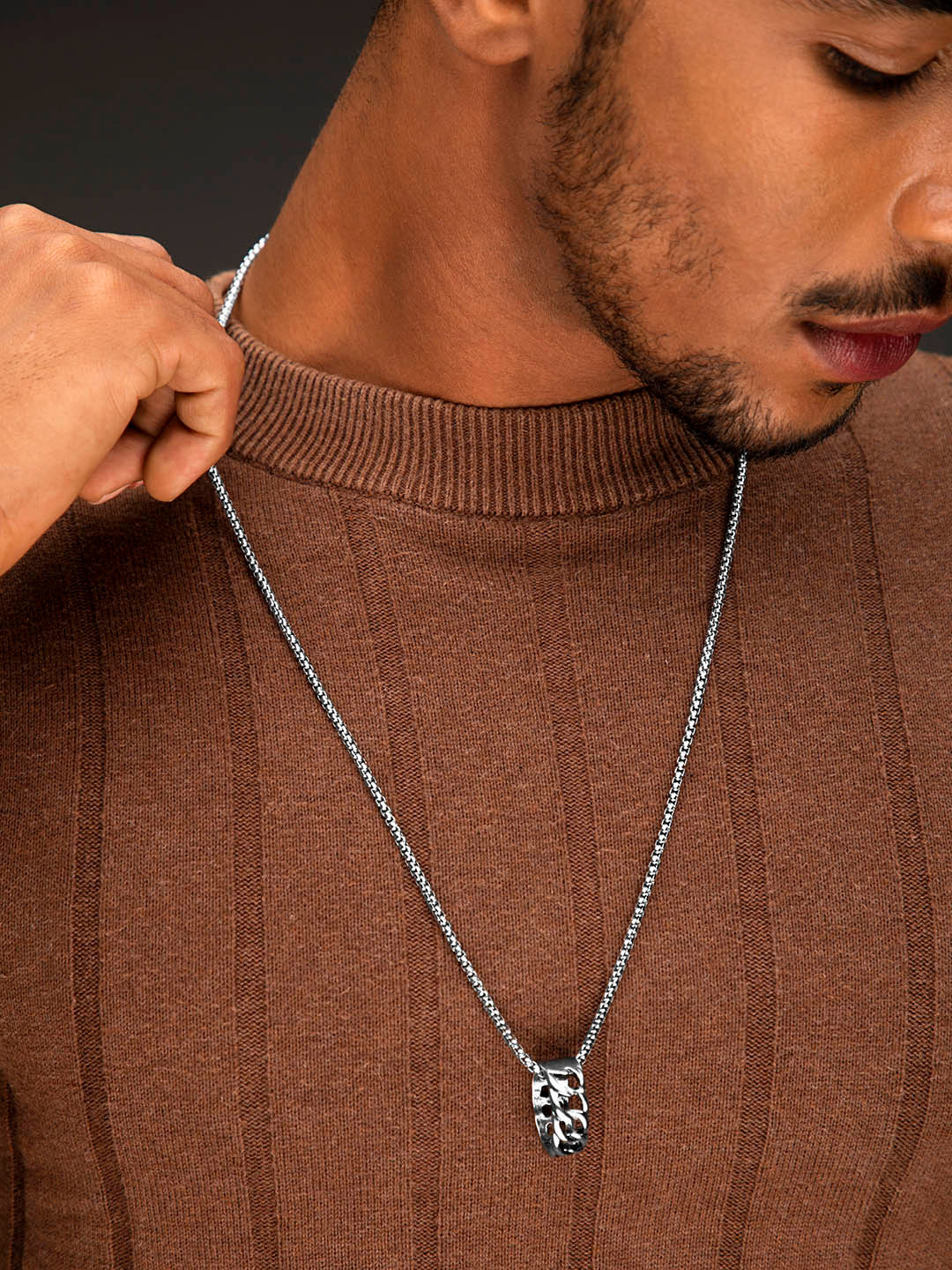 Buy Roadster Men Silver Plated Ring Pendant Chain - Necklace And Chains ...
