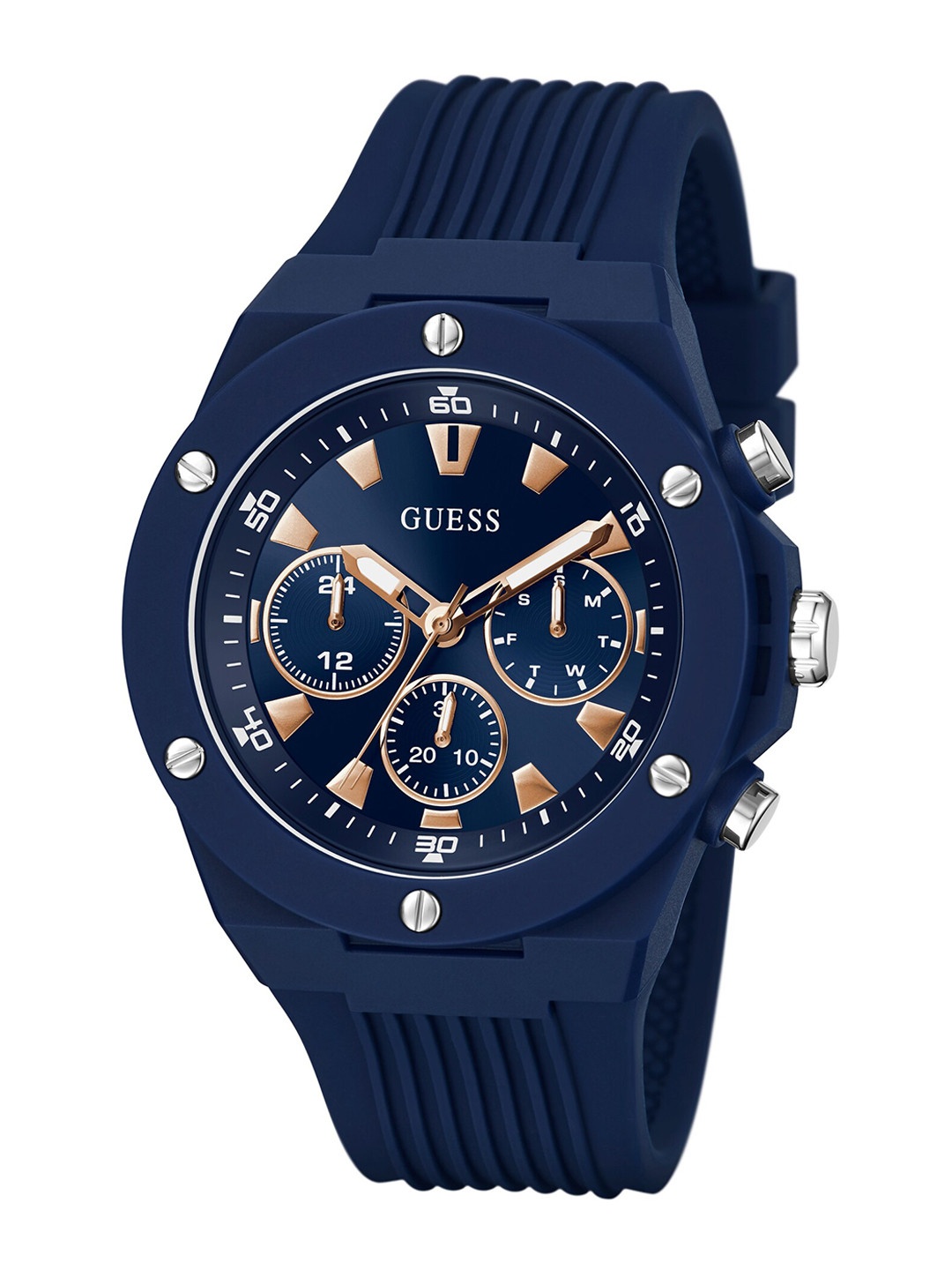 Buy GUESS Men Blue Dial & Blue Textured Straps Analogue Watch GW0268G3 ...