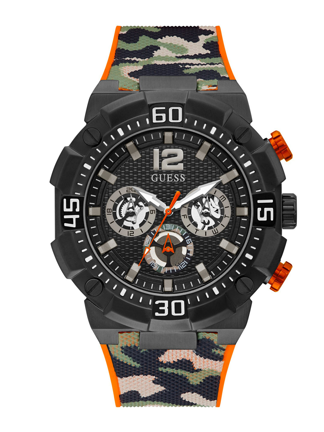 Buy GUESS Men Black Printed Dial Analogue Automatic Motion Powered ...