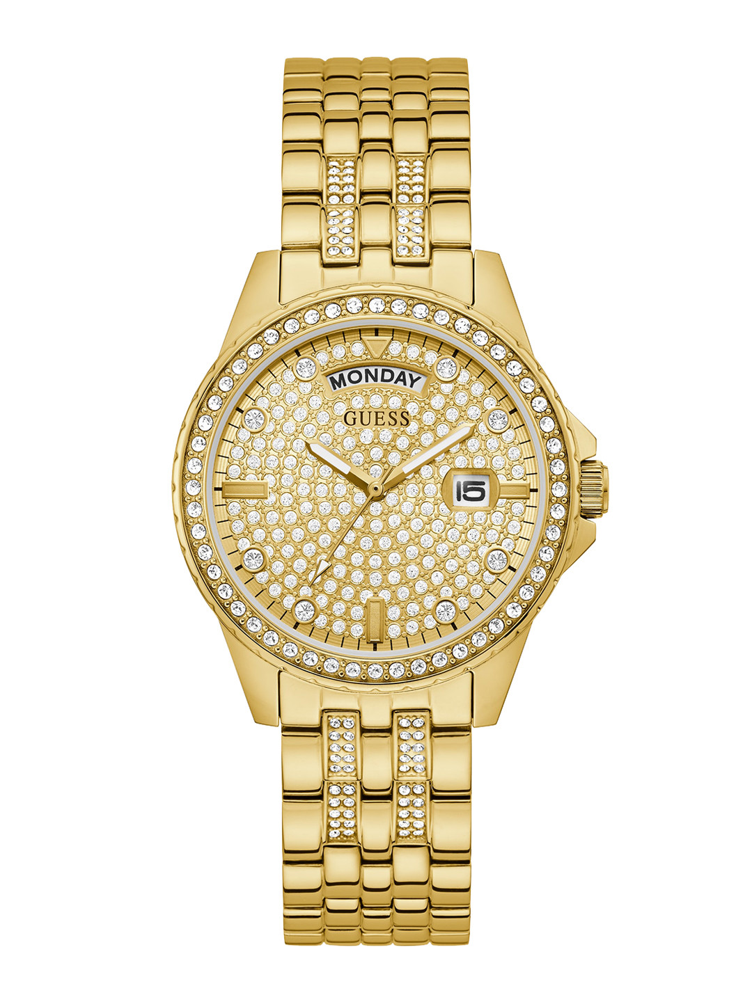 Buy GUESS Women Copper Toned Embellished Dial Analogue Watch GW0254L2 ...