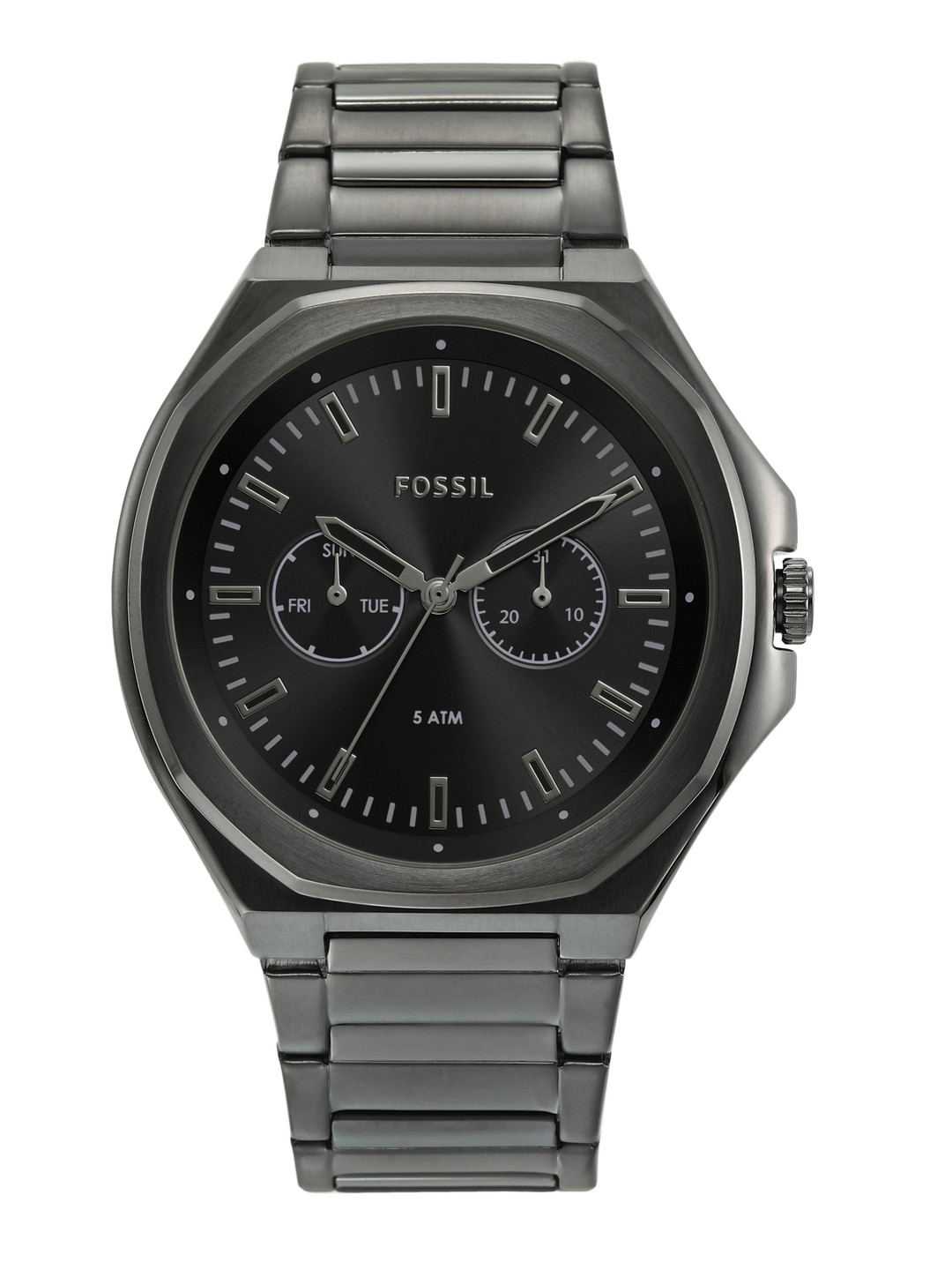 Buy Fossil Men Charcoal Dial & Gunmetal Toned Stainless Steel Straps ...