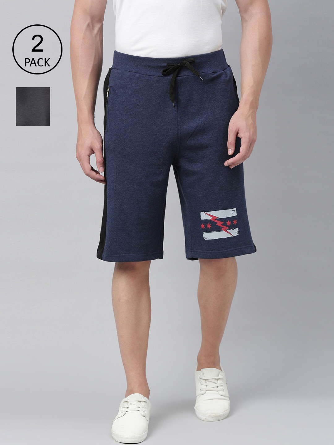 Buy Kryptic Set 2 Men Grey Sports Shorts - Shorts for Men 15323536 | Myntra