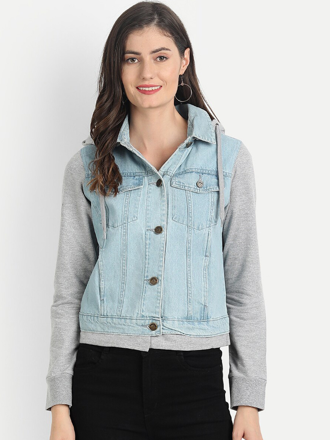 Buy River Of Design Jeans Women Blue Washed Striped Denim Jacket ...