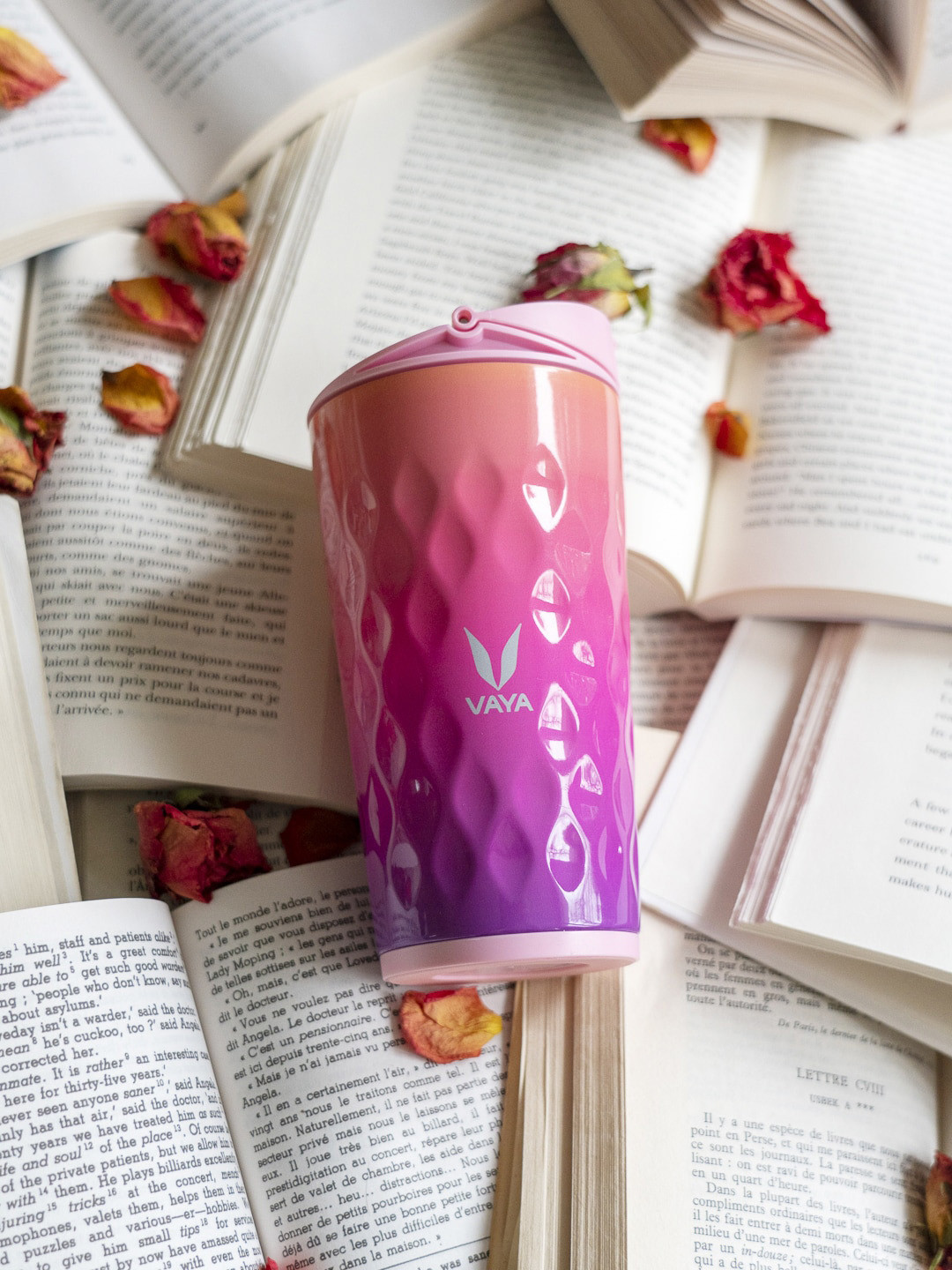 Buy Vaya Pink & Orange Textured Flask Water Bottle - Water Bottle for ...