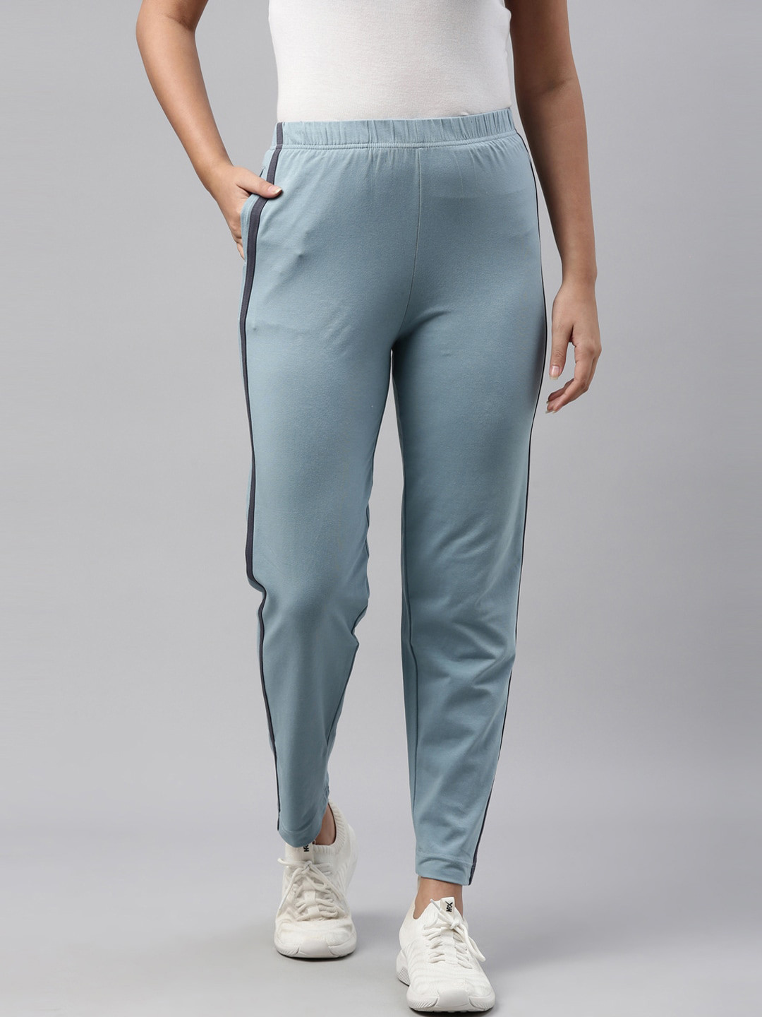 Buy Go Colors Women Blue Solid Relaxed Fit Track Pants - Track Pants ...