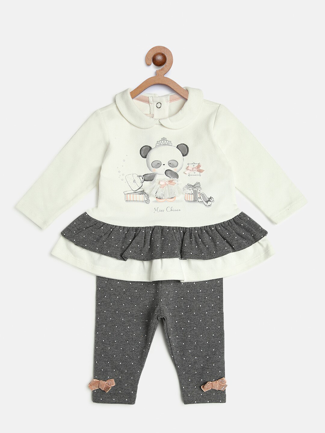 Buy Chicco Girls Off White & Grey Top With Trousers - Clothing Set for ...