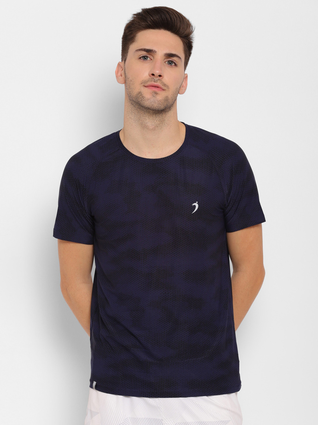 Buy SAPPER Men Navy Blue & Black Printed Slim Fit T Shirt - Tshirts for ...