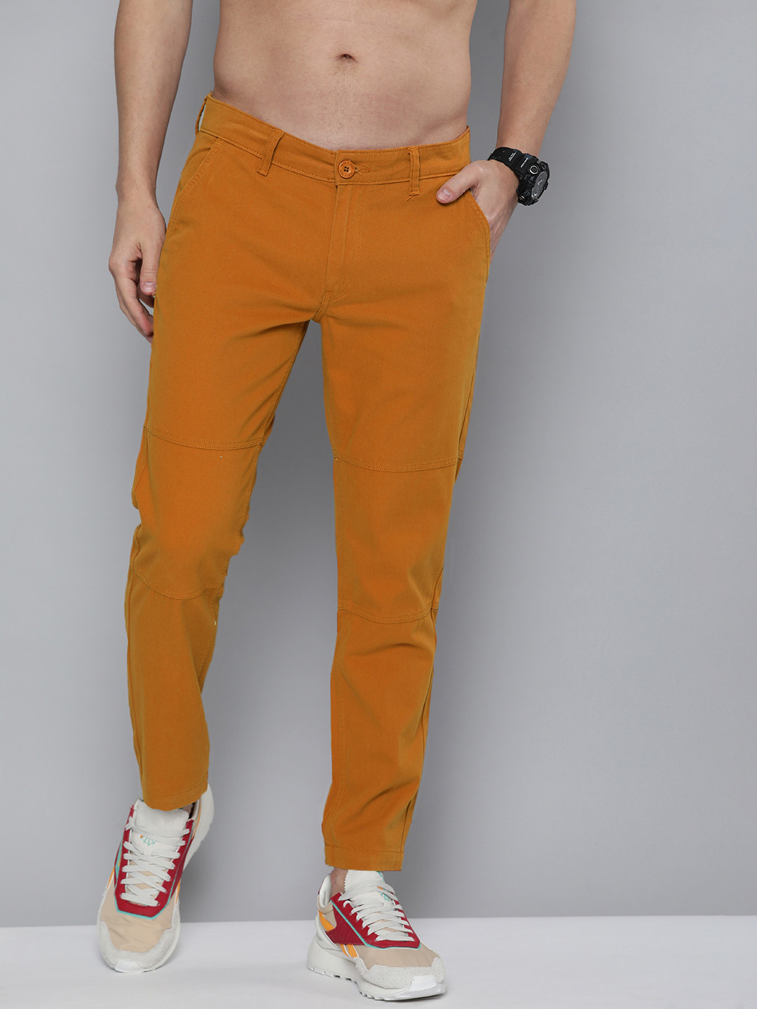 Buy HERE&NOW Men Brown Slim Fit Chinos Trousers - Trousers for Men ...