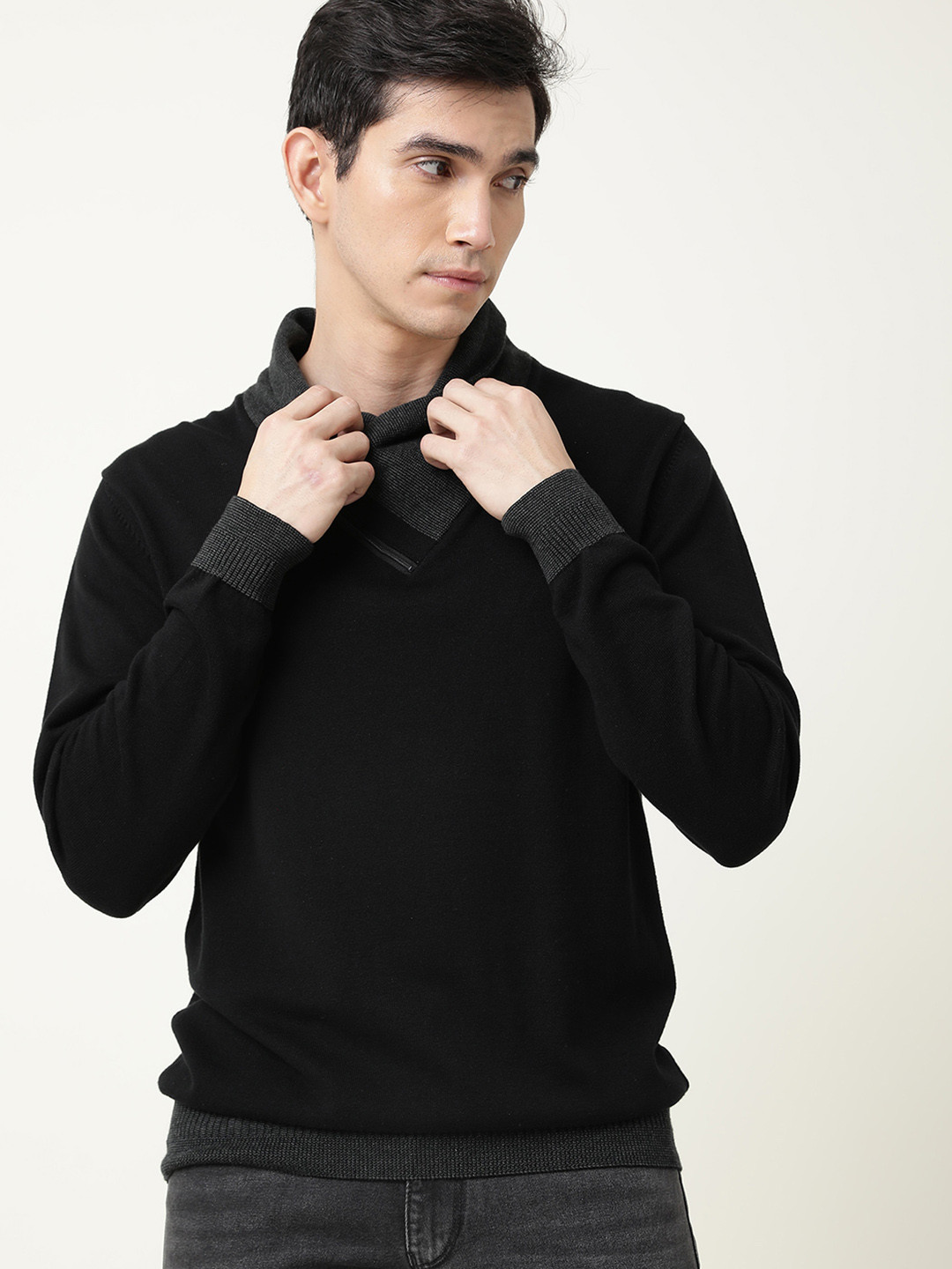 Buy RARE RABBIT Men Denver Slim Fit Mock Collar Sweater - Sweaters for ...