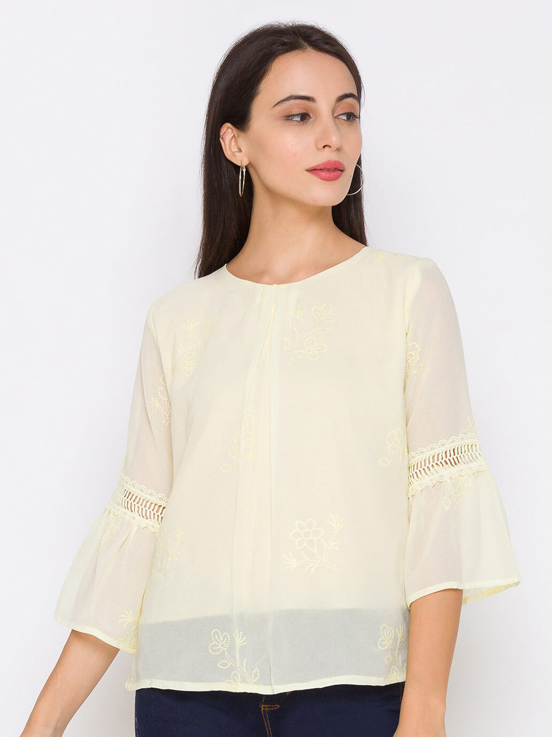 Buy ZOLA Yellow Chiffon Regular Top - Tops for Women 15342442 | Myntra