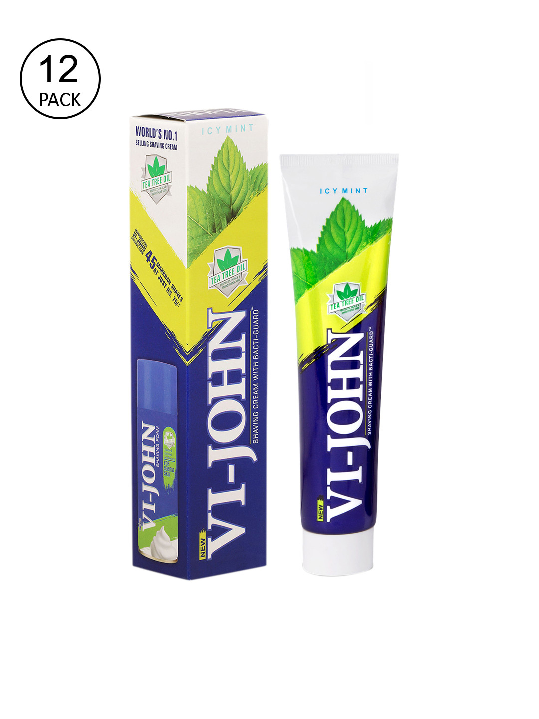 Buy VI JOHN Pack Of 12 Shaving Cream Icy Mint (125 G) - Shaving Cream ...