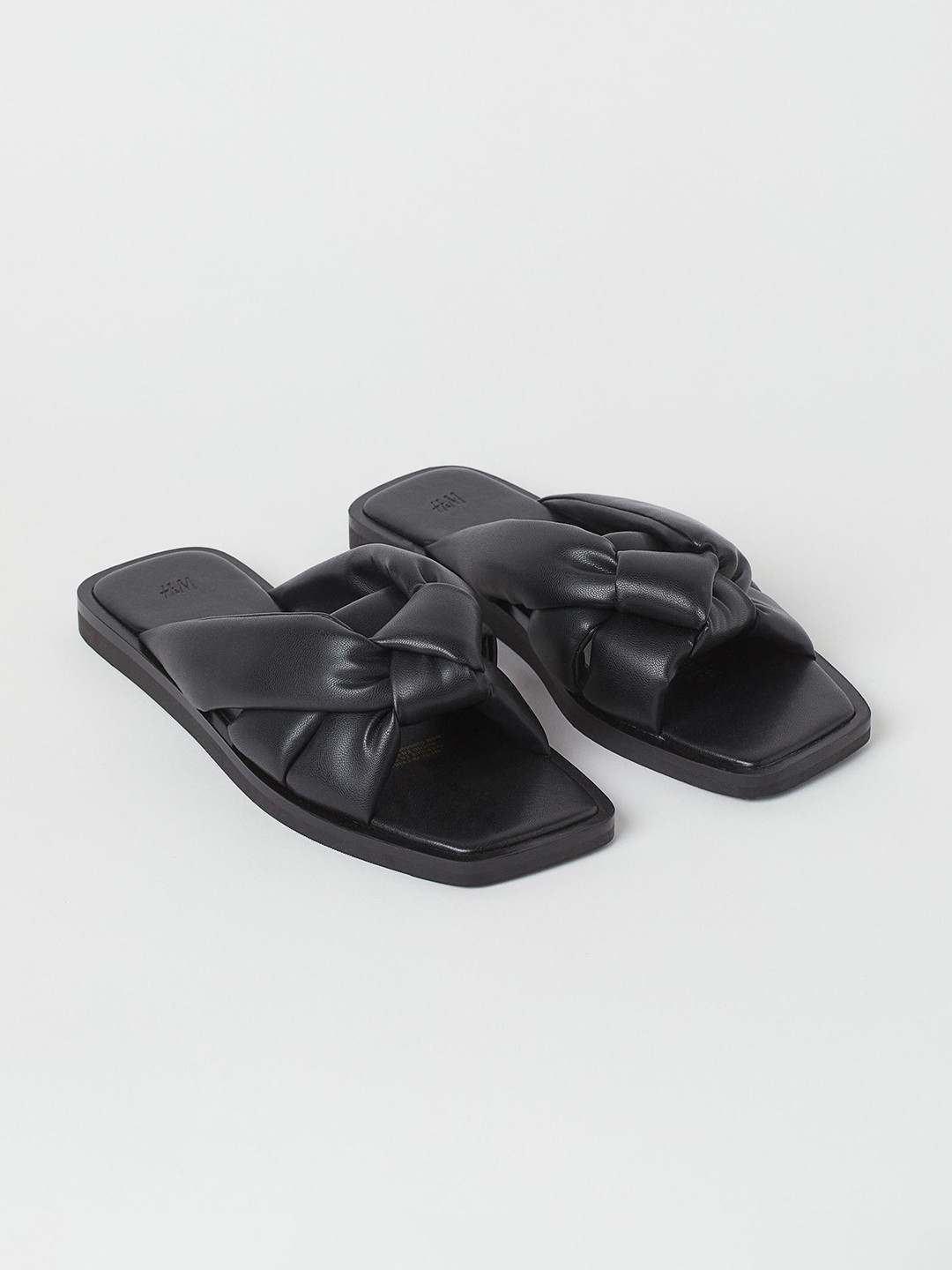Buy H&M Women Black Slides - Flats for Women 15344854 | Myntra