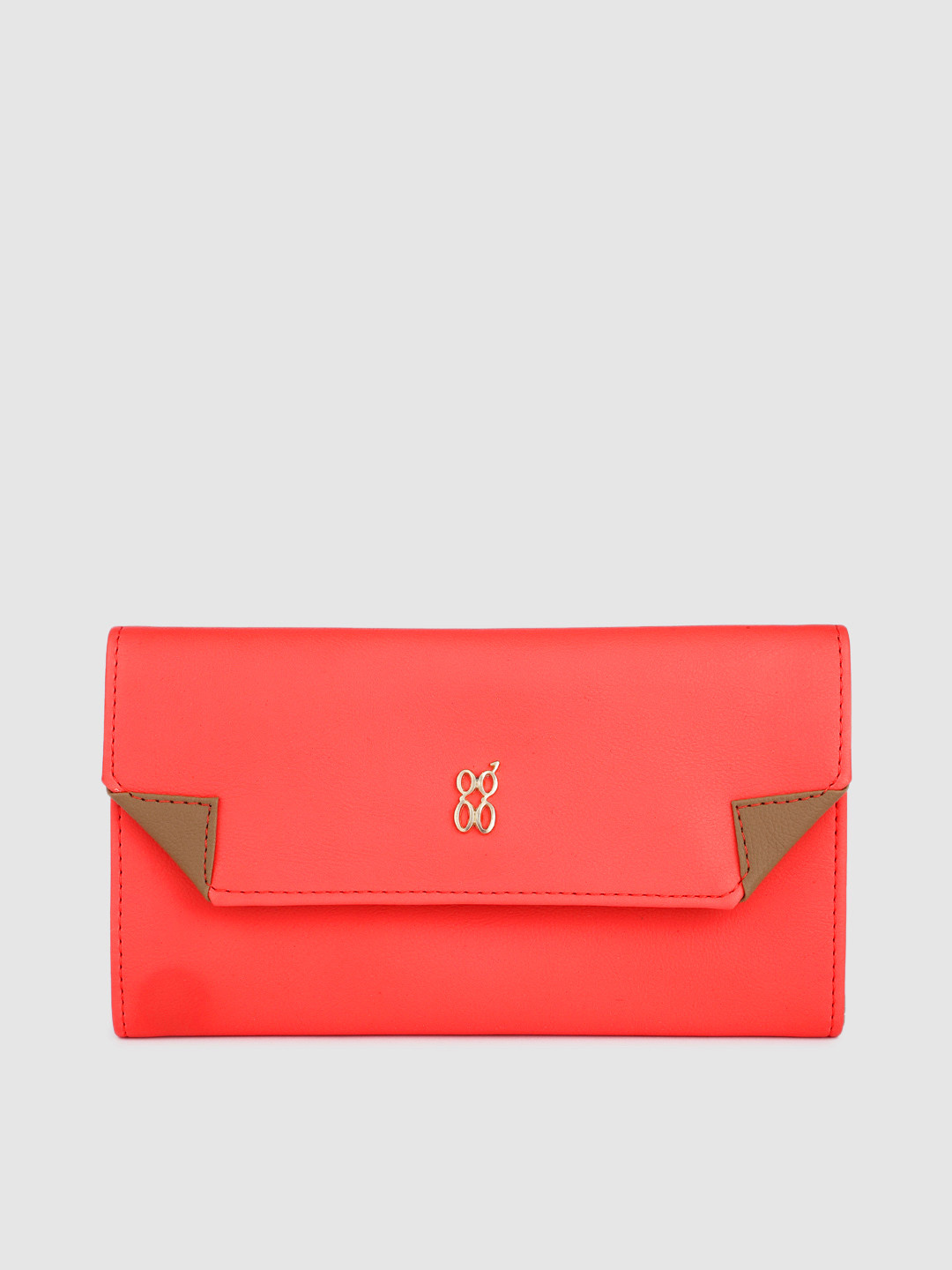 Buy Baggit Women Red Solid Synthetic Leather Three Fold Wallet ...