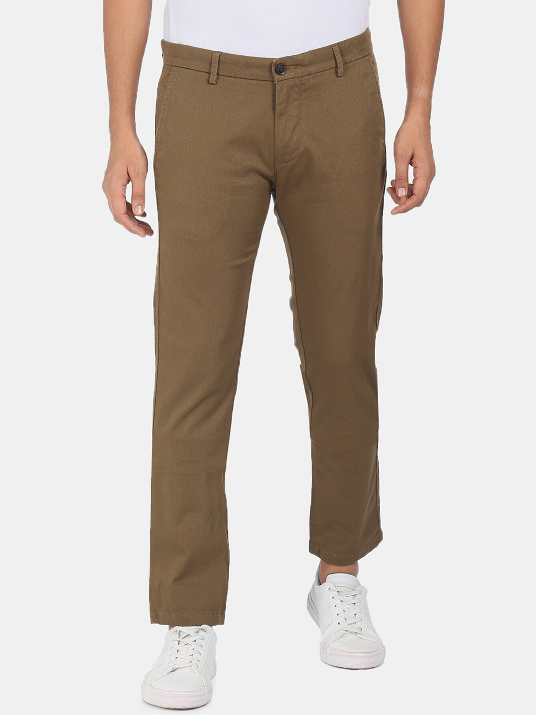 Buy Arrow Sport Men Brown Regular Solid Trousers - Trousers for Men ...