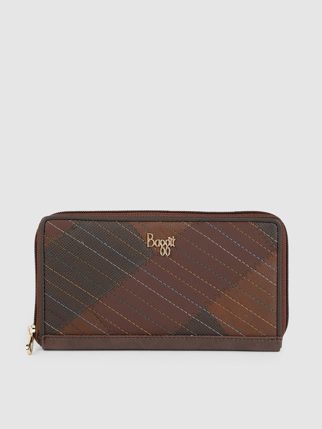 Buy Baggit Women Brown Abstract Self Design Zip Around Wallet - Wallets ...