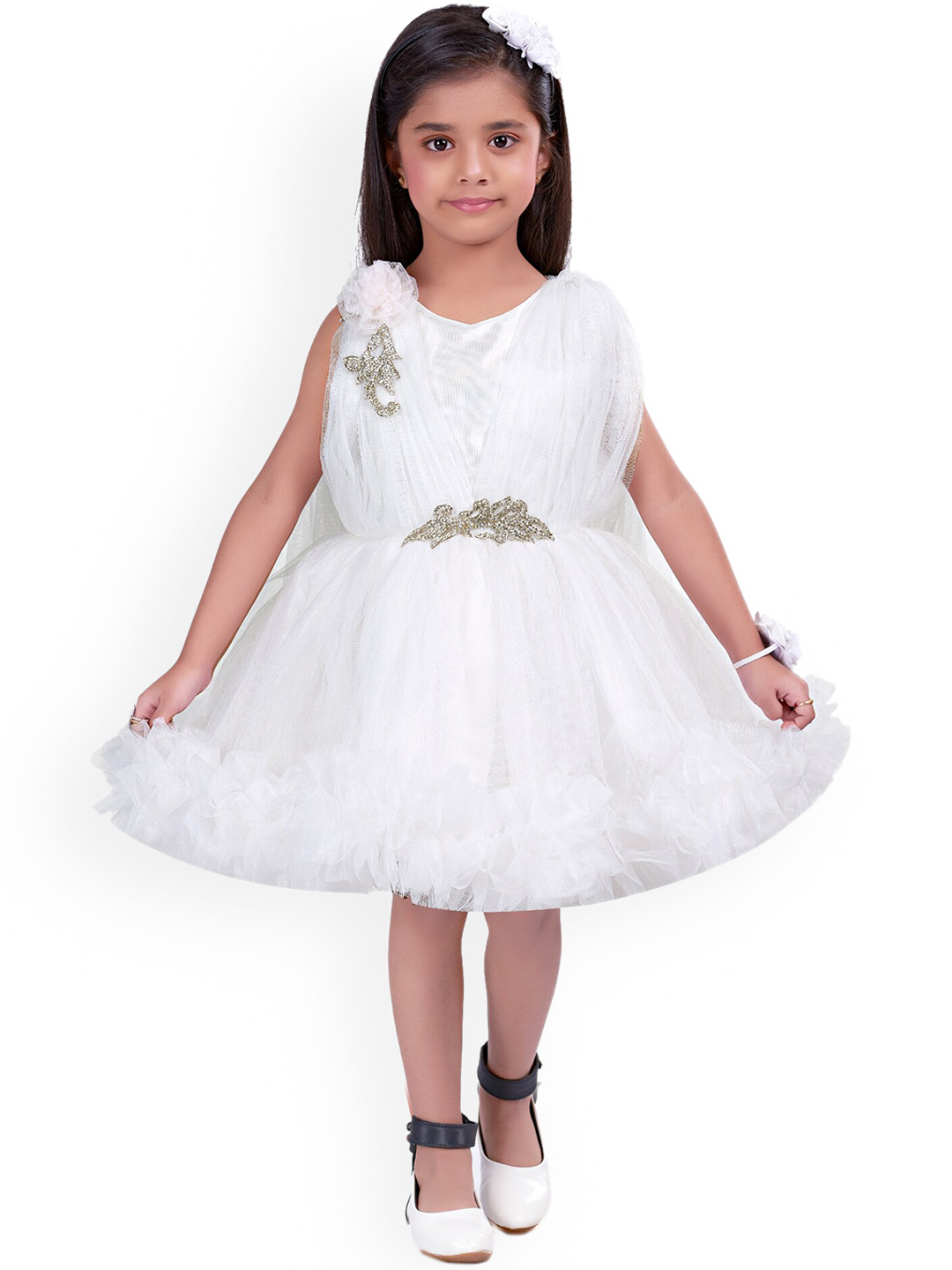 Buy Pink Chick White Net Dress - Dresses for Girls 15348500 | Myntra