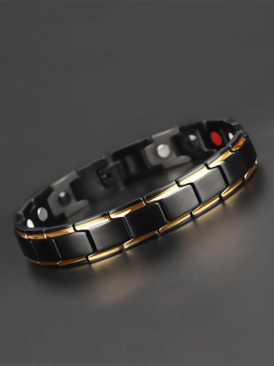 Buy Yellow Chimes Men Black & Gold Toned Link Bio Energy Bracelet ...
