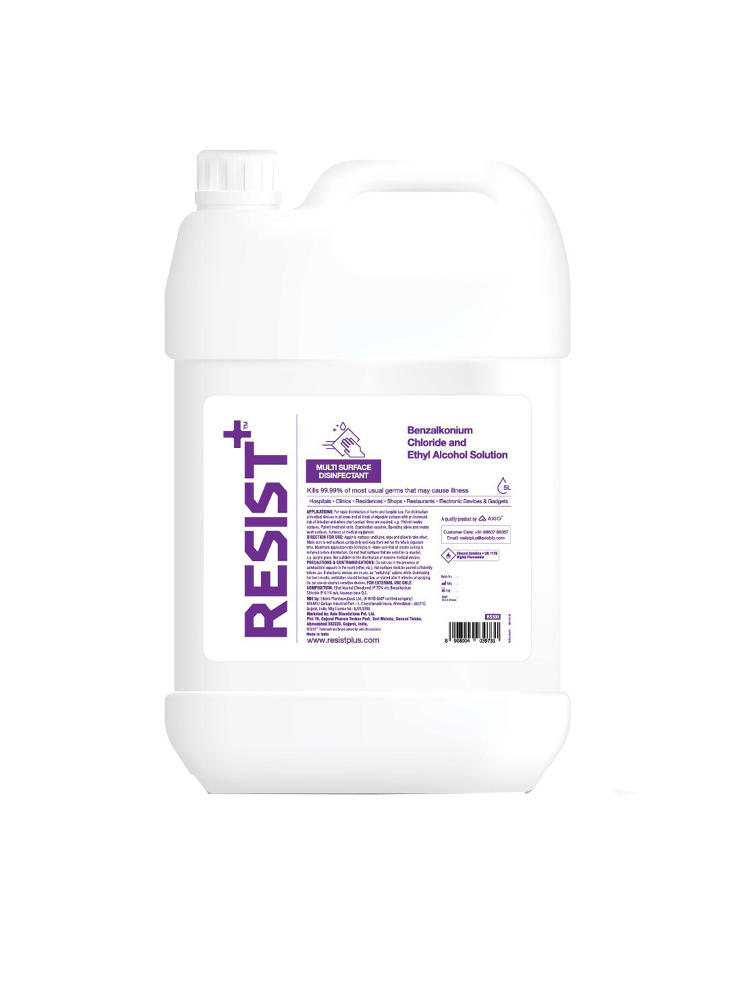 Buy RESIST PLUS Alcohol Based Surface Disinfectant Spray 5000 Ml ...