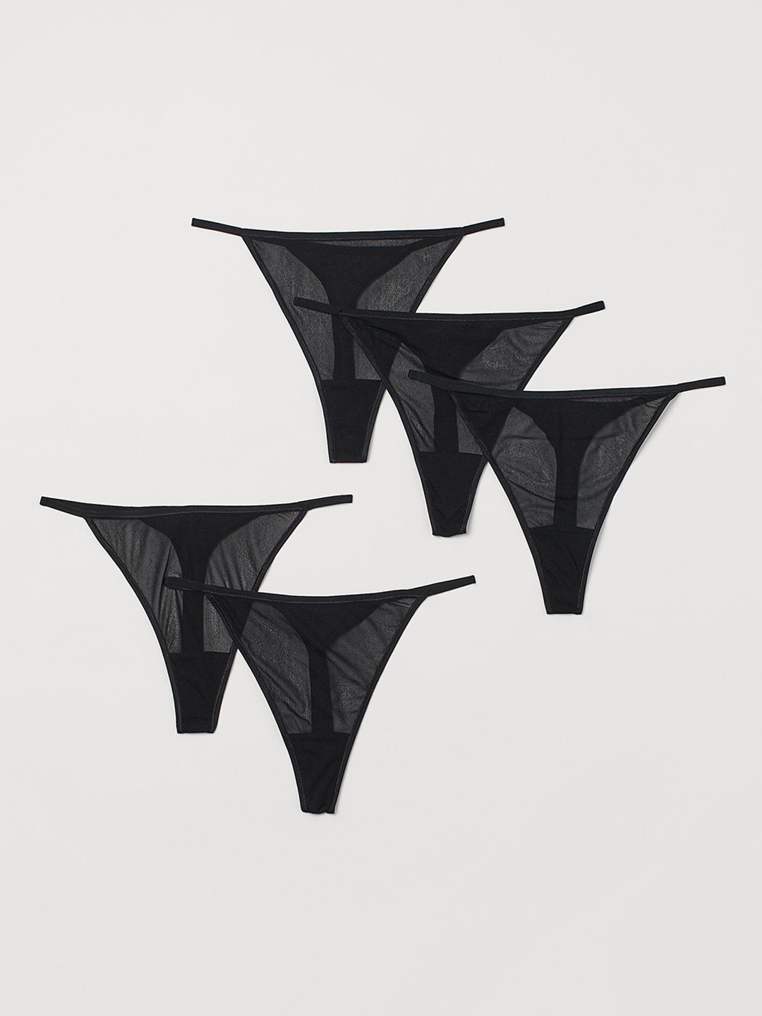Buy H&M Women Black 5 Pack Mesh Thong Briefs - Briefs for Women ...