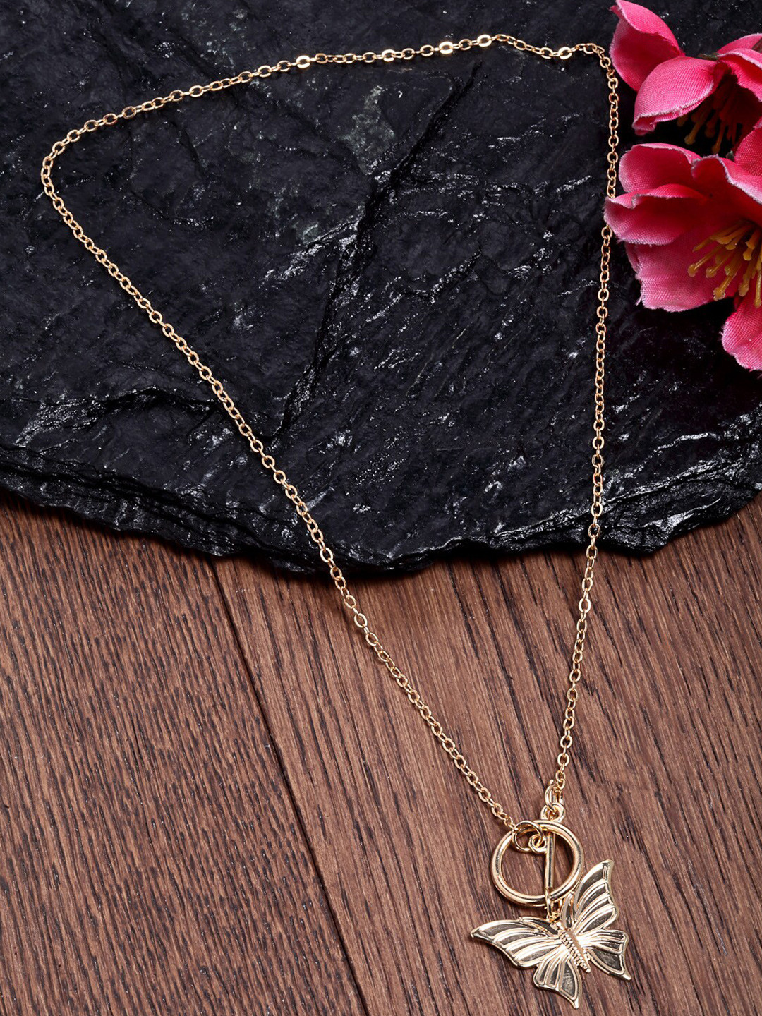 Buy Ferosh Women Gold Toned Butterfly Alloy Minimal Necklace - Necklace ...