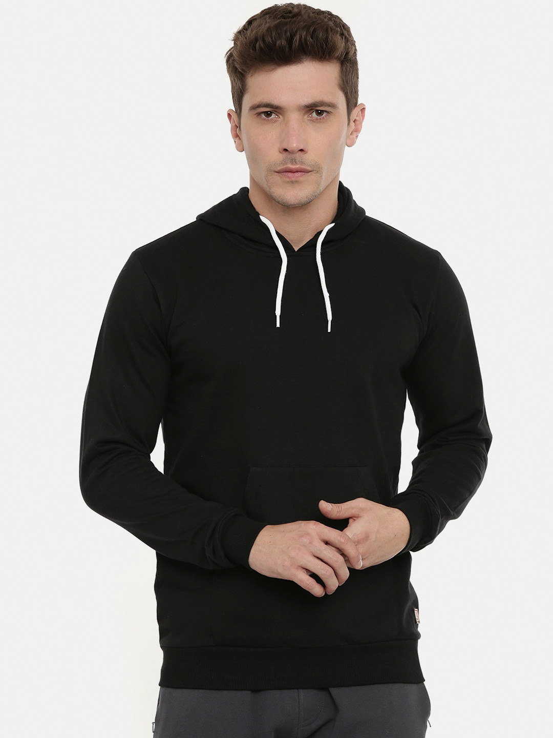 Buy UNSULLY Men Black Solid Hooded Sweatshirt - Sweatshirts for Men ...