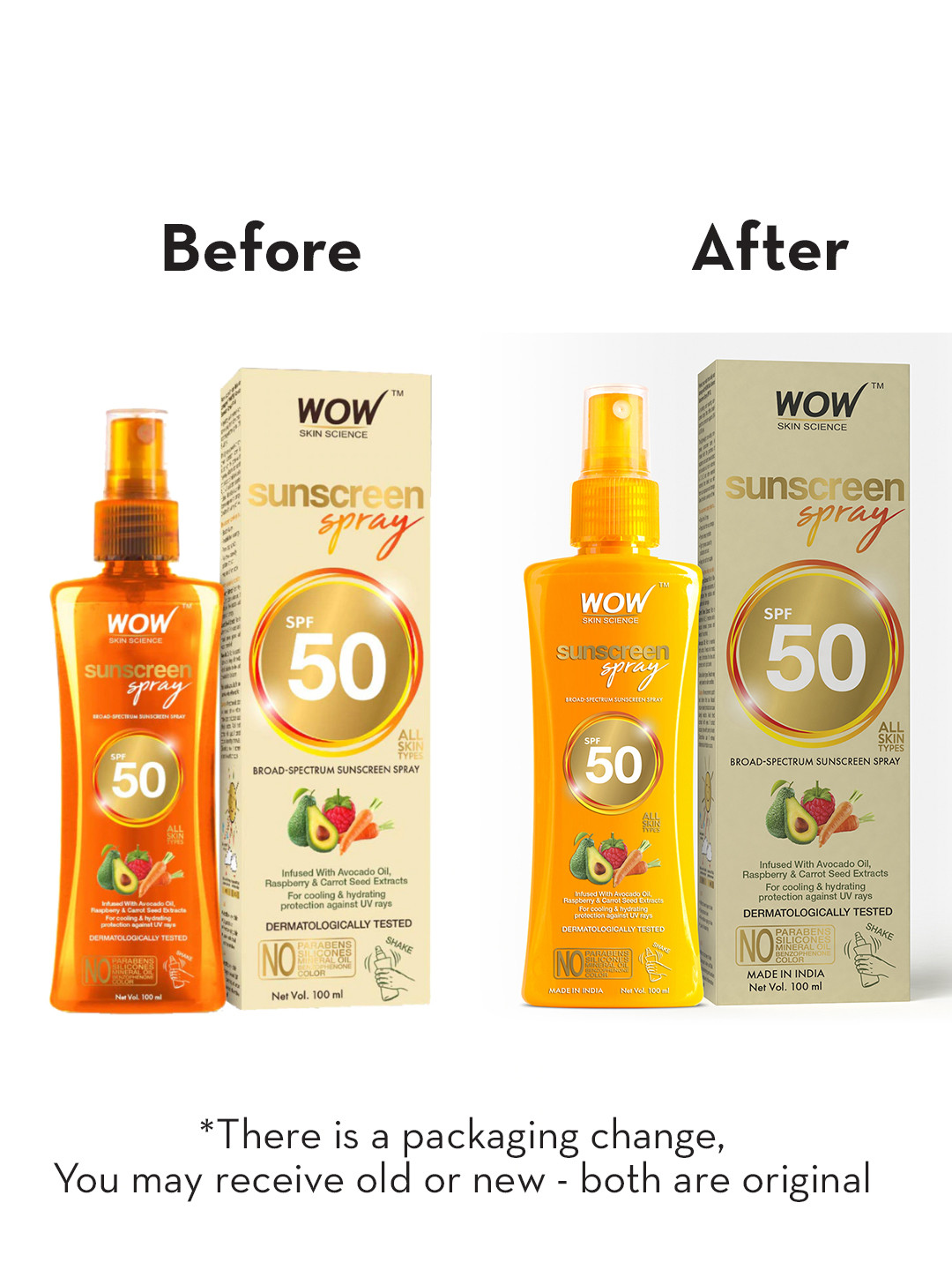 Buy WOW SKIN SCIENCE Brown UV Water Transparent Sunscreen Spray SPF 50 ...