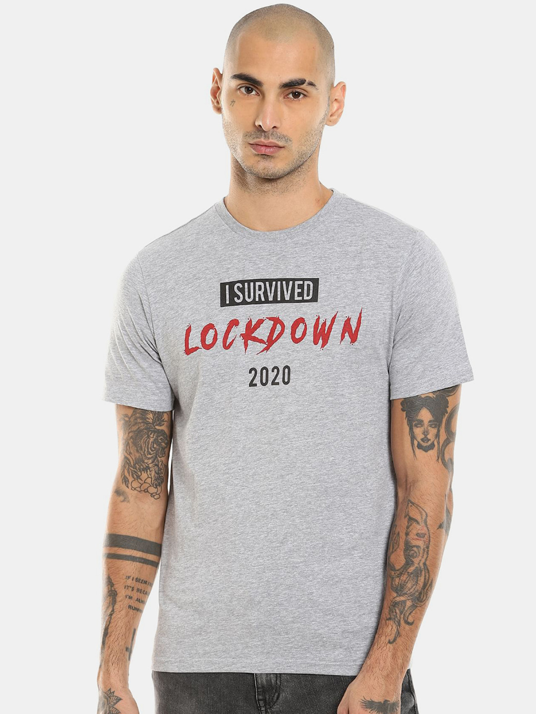 Buy Colt Men Grey & Red Printed Cotton T Shirt - Tshirts for Men ...