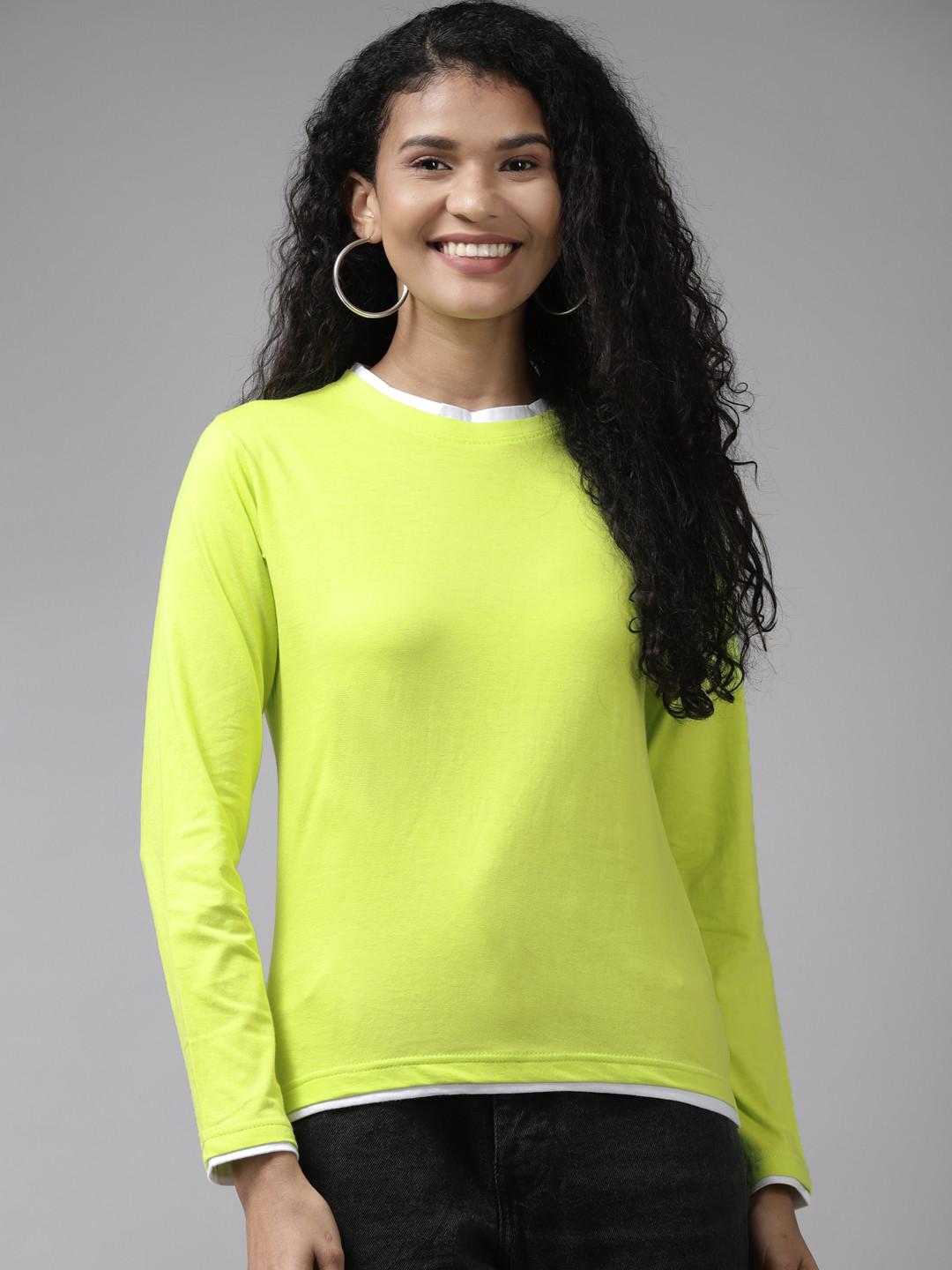 Buy The Dry State Women Lime Green Solid Pure Cotton T Shirt - Tshirts ...