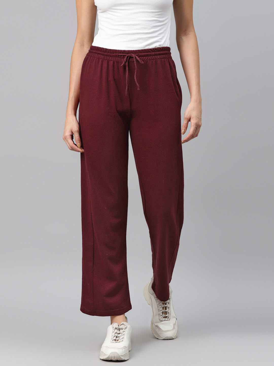 Buy Laabha Women Maroon Solid Track Pant - Track Pants for Women ...