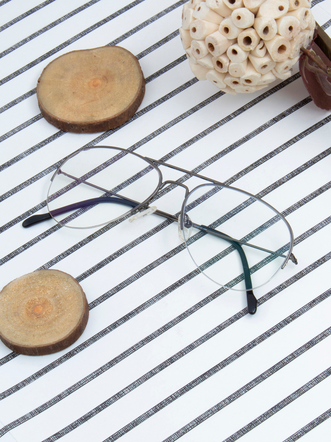 Buy Ted Smith Unisex Transparent Half Rim Aviator Frames Eyeglasses ...