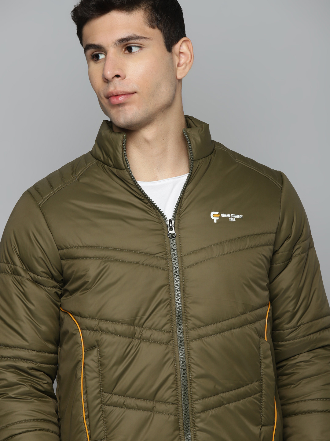 Buy Fort Collins Men Olive Green Solid Padded Jacket - Jackets for Men ...