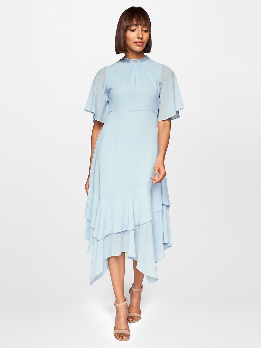 Buy And Women Blue Solid A Line Midi Dress Dresses For Women 15379882