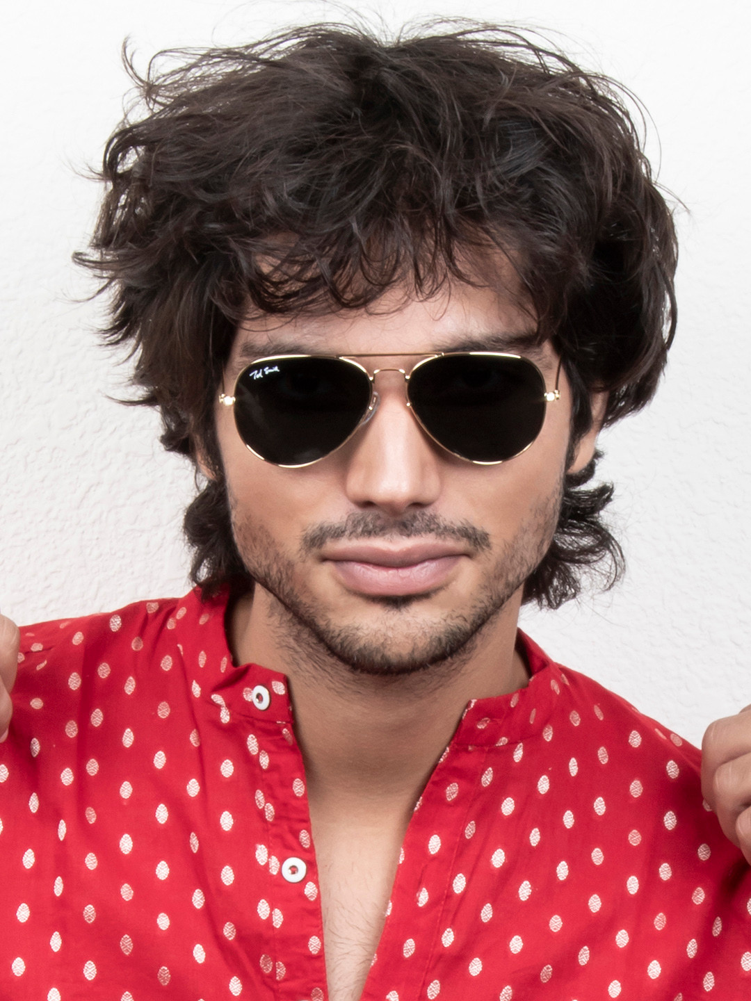 Buy Ted Smith Unisex Green Lens & Gold Toned Aviator Sunglasses With UV ...