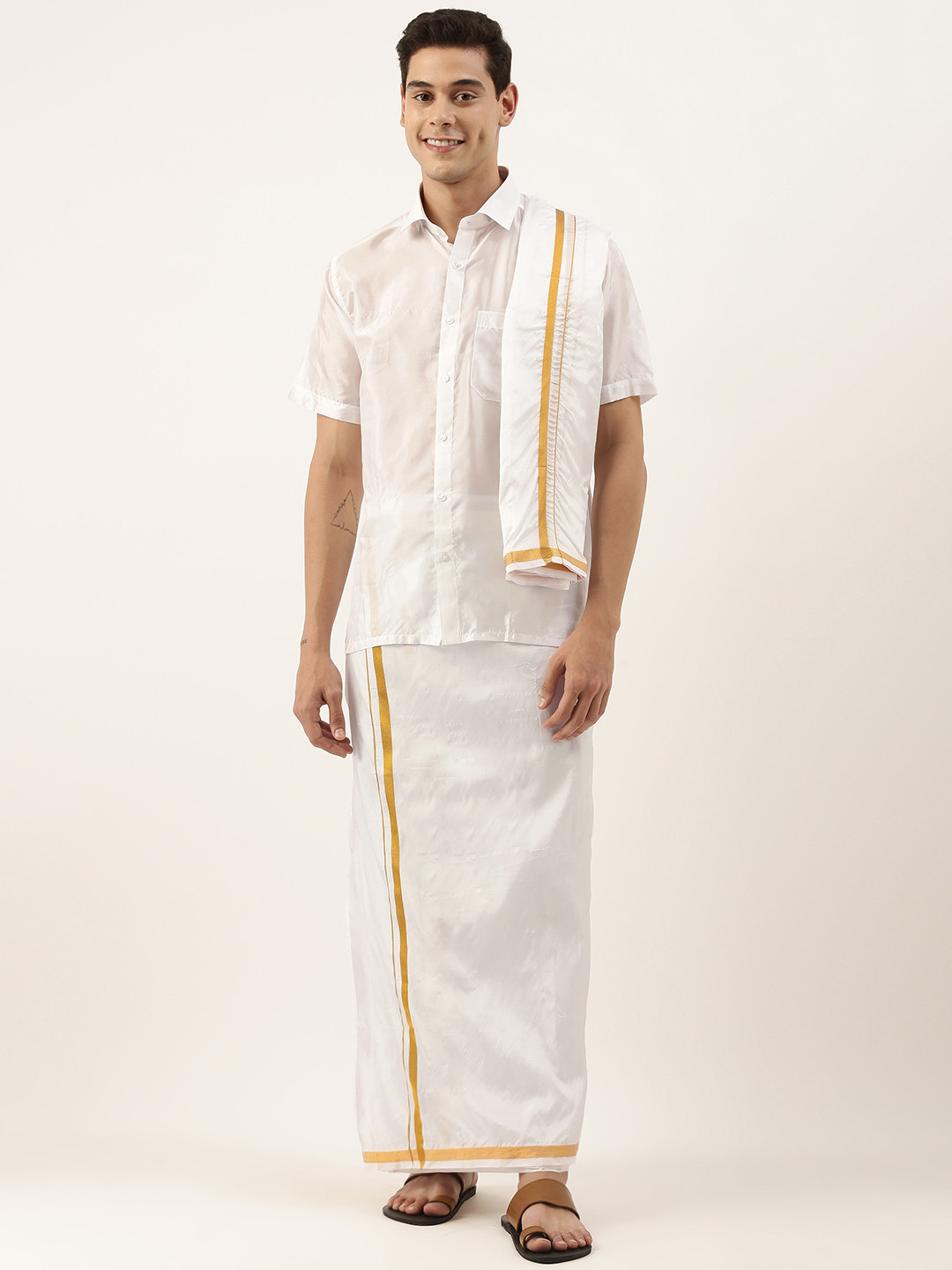 Buy MANAMAGAN Men White Shirt With Dhoti Wedding Set - Clothing Set for ...