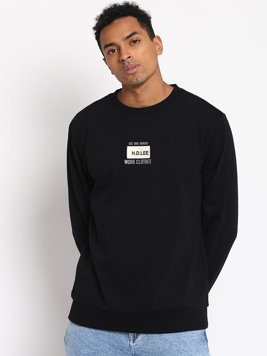 Buy Lee Men Black Printed Cotton Sweatshirt - Sweatshirts for Men ...